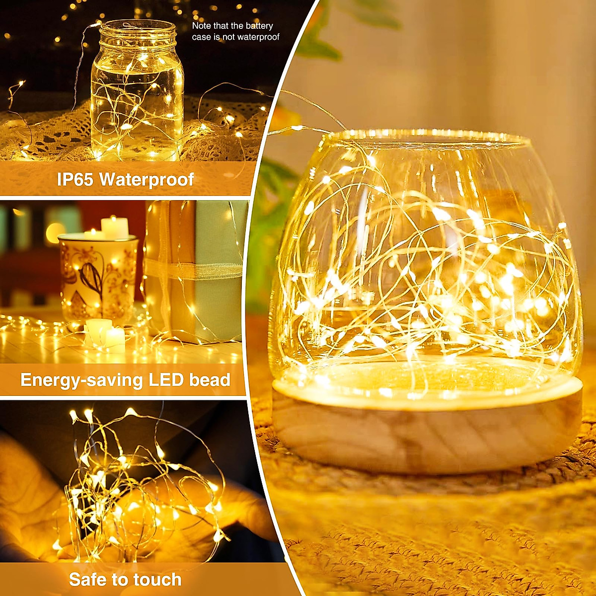 【10 Pack】Fairy Lights Battery Operated with Timer, 7FT 20LED String Lights Waterproof Silver Wire Fairy Light Battery Powered Twinkle Lights for Bedroom Christmas Wedding Indoor Party Decor Warm White