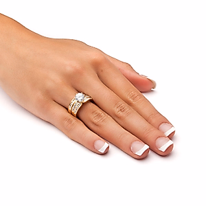 PalmBeach Goldtone Round Cubic Zirconia Bridal Ring Set Sizes 6-10 Size 8