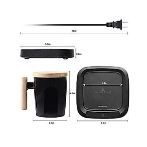 HOWAY Coffee Warmer & Mug Set, Coffee Mug Warmer for Desk Auto Shut Off Warmer Plate with Flat Bottom Ceramic Cup Warm Water, Tea, Cocoa and Milk (Mug Included)
