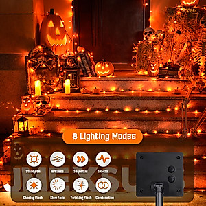 JMEXSUSS 2 Pack Orange Solar Halloween Lights, Total 400 LED 151FT Solar String Lights Outdoor Waterproof, 8 Modes Halloween Lights for Outside Tree Patio Yard Garden Halloween Decorations