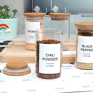 Datttcc 25 Pack Glass Spice Jars with Bamboo Lids-3.3 OZ Spice Jars with Labels and Chalk Marker-Small Food Storage Airtight Canister Sets for Spice Rack, Cabinet, Drawer,Kitchen Pantry Organization