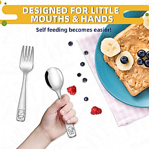 VITEVER 10-Piece Toddler Utensils, Kids Stainless Steel Silverware Set, Children Safe Forks and Spoons - Mirror Polished, Dishwasher Safe