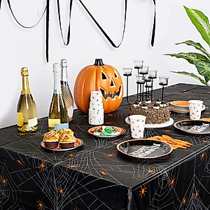 DECORLIFE 3 Pack Plastic Halloween Tablecloths, Disposable Spider Web Table Cloths, Large Rectangular Halloween Table Covers for Home Decor and Halloween Party Decorations, 54 x 108 Inches