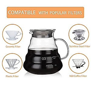 COFIMEFO Coffee Server, V60 Standard Glass Coffee Carafe Pour Over Coffee Pot, Clear, 800 ML/27 OZ