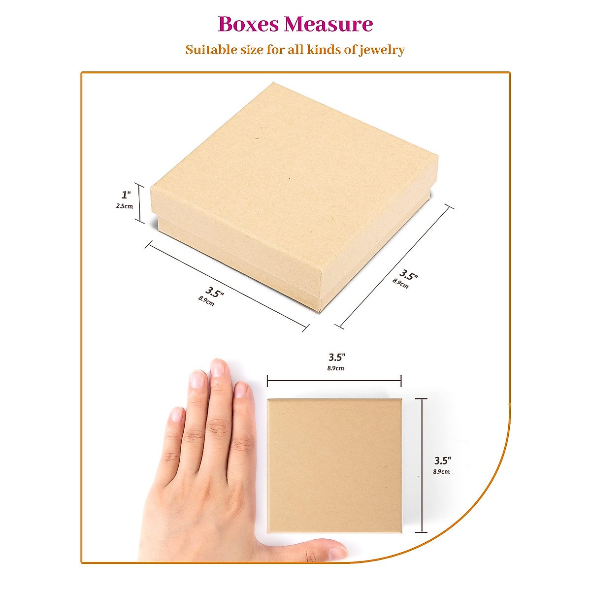 MESHA Cardboard Jewelry Gift Boxes For Shipping, Small Gift Box wtih Lids For Necklace Ring Bracelet Earring with Cotton Filled and Lids,Jewelry Box Bulk Brown 3.5x3.5x1 Inch 20 Pieces