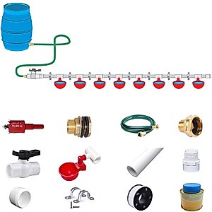 Automatic Chicken Watering System with PVC Pipe (Real Complete Set Pipeline) - 1/2" PVC Tee Fittings & Pipe & Garden Hose Connect to Water Tank, Automatic Poultry Waterer Feeder Kit