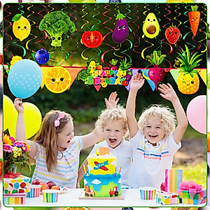 Syhood 30 Pack Hey One bear Fruit Birthday Party Decoration Dancing Fruit Hanging Swirls Fruit and Vegetable Ceiling Streamer Summer Fruit Party Supplies for Fruit Theme Baby Shower Birthday Party
