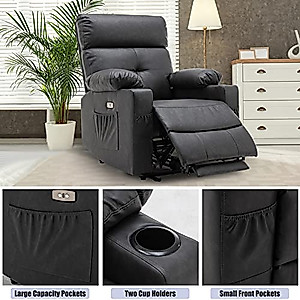 RIHEREFY Electric Recliner Chairs with Heat and Massage,Massage Recliner Chair,Wall Hugger Power Recliner Chair with Cup Holder, USB Port for Living Room & Bedroom