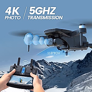 Holy Stone GPS Drone for Adults with Rock Steady Camera 4K Photo 2-axis Gimbal,HS360 FPV Quadcopter for Beginners,Brushless Motor,Long Range,5GHz Wifi,Follow Me,Auto Return Home,with 3 Batteries