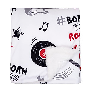 Lambs & Ivy Rock Star Baby Blanket - White, Modern