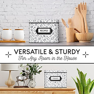 Kitchen Storage Accessories recipe box | recipe box with cards | decorative tin box | recipe box includes 24 cards and 12 dividers | gift box | recipe card box