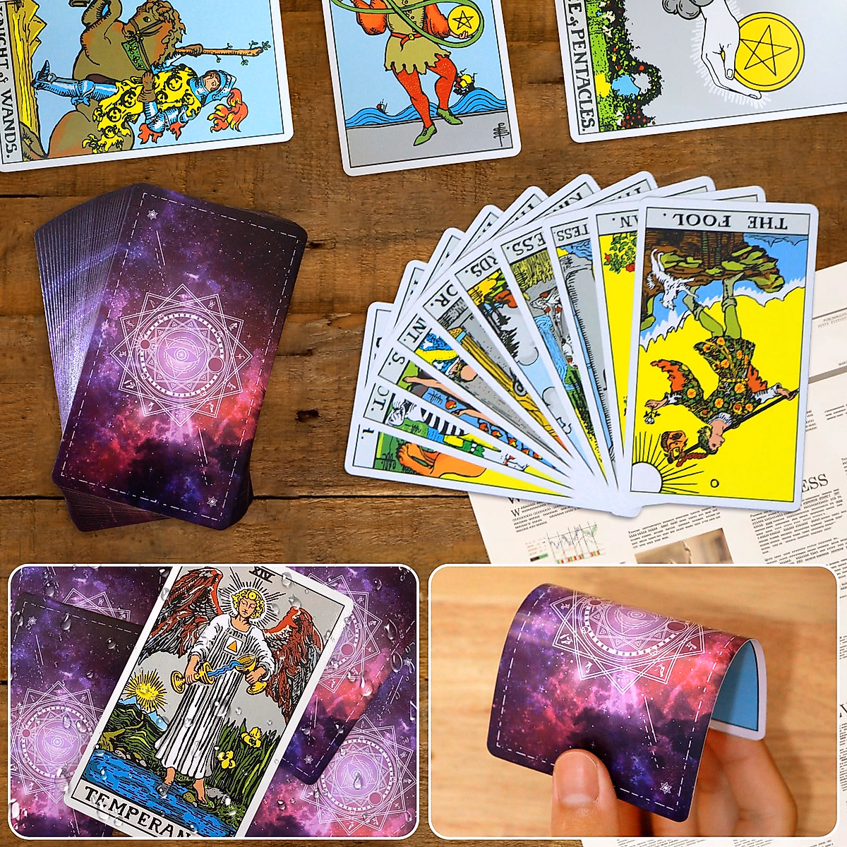 DEBIDSTL Tarot Cards for Beginners,78 Classic Tarot Cards Deck with Guidebook and Velvet Storage Bag,Durable Tarot Cards,Fortune Telling Games (Purple)