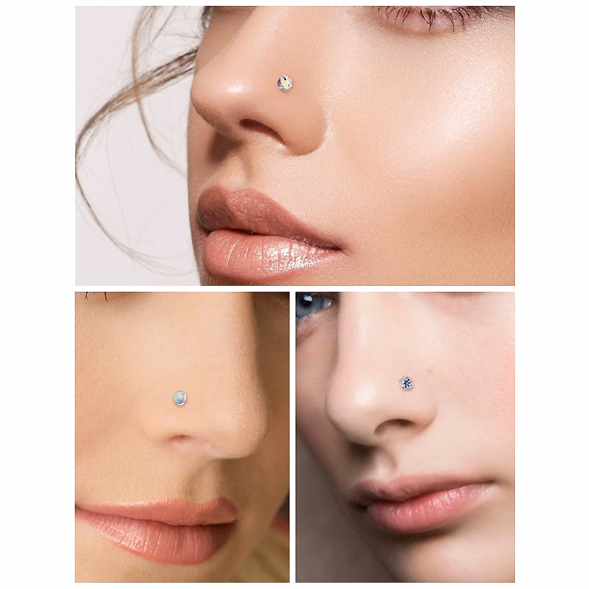 Prjndjw 44pcs 18G 20G Nose Rings Studs Nose Rings for Women Nose Piercings Jewelry Surgical Stainless Steel Straight Nose Studs Moon Star Heart Butterfly Hypoallergenic for Men