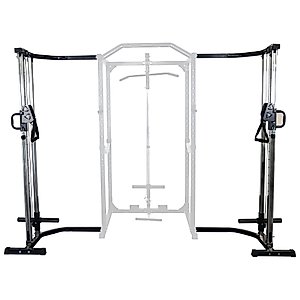 Fitvids Multi-Function Adjustable Power Cage with J-Hooks, Safety Straps and Optional LAT Pulldown Attachment and Cable Crossover, Cable Crossover Only Black