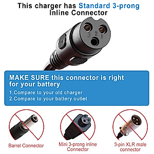 LotFancy Scooter Battery Charger for Razor E90, PowerRider 360, Jr. Electric Wagon, Boreem Tankman, Minimoto Submersible Cruiser, 12V 1A, 3-Prong Inline Connector, Replacement W13111401014