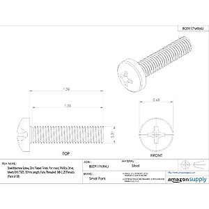 Small Parts Steel Machine Screw, Zinc Plated Finish, Pan Head, Phillips Drive, Meets DIN 7985, 35mm Length, Fully Threaded, M8-1.25 Metric Coarse Threads (Pack of 10)