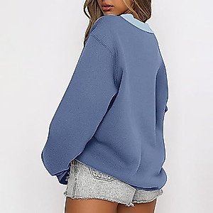 daily deals Womens Fall Fashion 2023 Long Sleeve Outerwear Shirt Athletic Workout Classic Pullovers Y2K Clothes Dressy Casual womens clothes fall 2023 Blue S