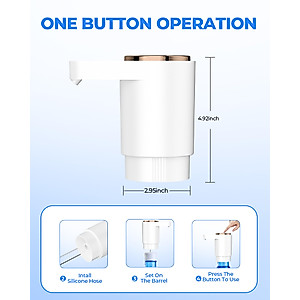 Water Bottle Pump, Portable Electric Water Dispenser Pump for 5 Gallon Bottles - USB Charging, Automatic Switch, Rechargeable Battery for Home Kitchen Room Camping