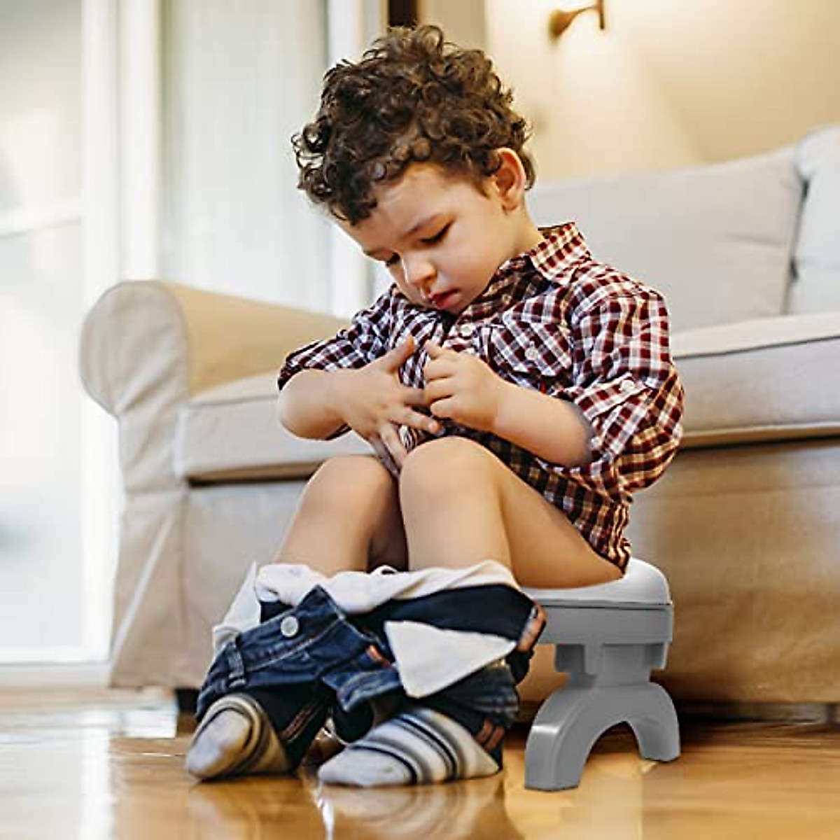 BATTOP Portable Potty for Toddler Travel Potty Training Seat Kids 2-in-1 Potty Chair Foldable Toilet Trainer with Potty Liners and Carry Bag (2-in-1 Potty seat) grey/white-2022