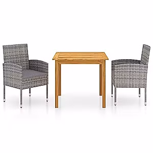Camerina 3 Piece Patio Dining Set Outdoor Patio Dining Set Outdoor Patio Furniture Patio Set Patio Table and Chairs Set Gray 3067739