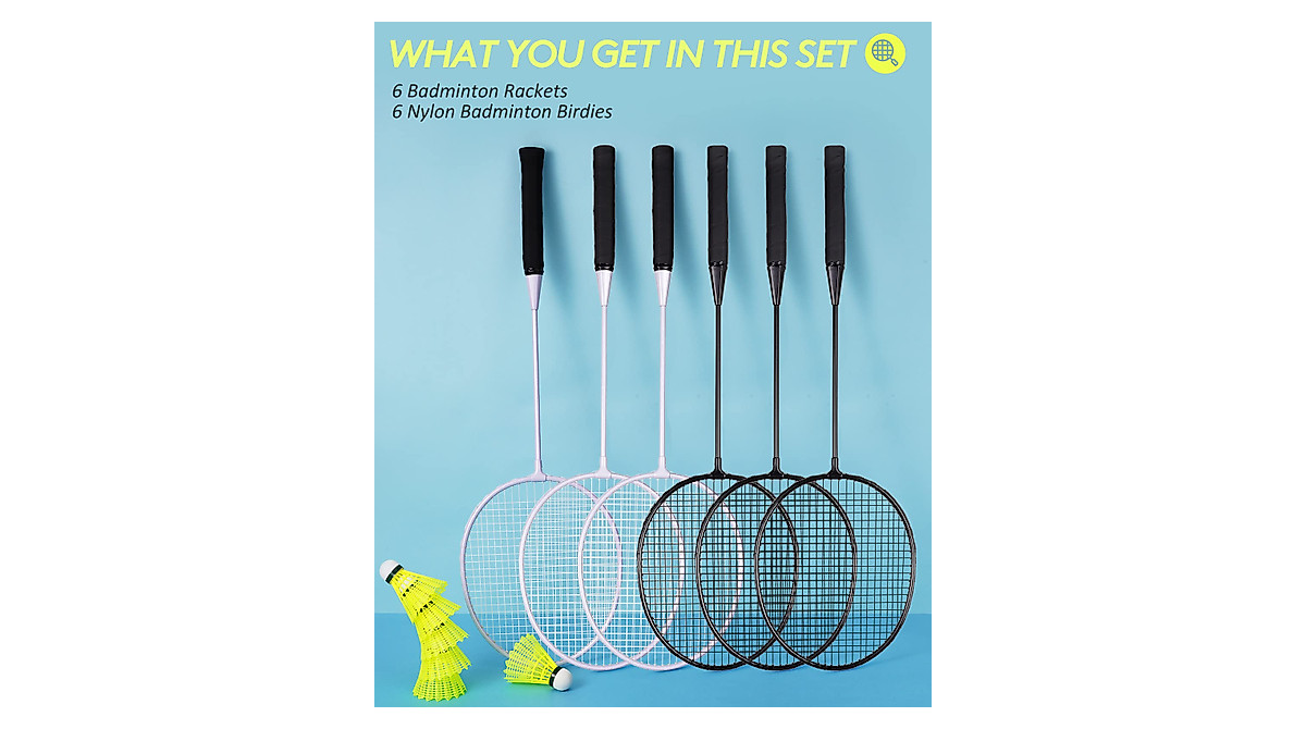 AboveGenius Badminton Rackets Set - 6 Rackets & Shuttlecocks