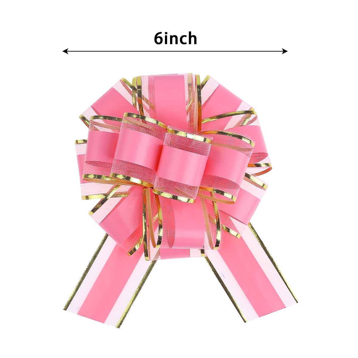 HCHENBOW 6 Pieces Large Pull Bows, 6 inches Gift Bow, Christmas, Party Birthday Gift Bow, Wedding Ribbon Bows for Wrapping Boxes or Baskets Decorations, Valentine's Day Gift Decorations Bow (Pink)