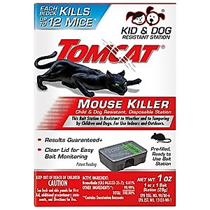 Tomcat Mouse Killer Disposable Station for Indoor/Outdoor Use - Child & Dog Resistant, 1 Station with 1 Bait