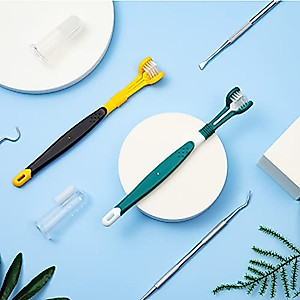 7 Pieces Dog Teeth Cleaning Kit Includes Dental Tooth Scaler and Scraper Stainless Steel Tarter Remover Scraper 3 Head Dog Toothbrush and Silicone Dog Finger Toothbrush Dog Plaque Remover Tools