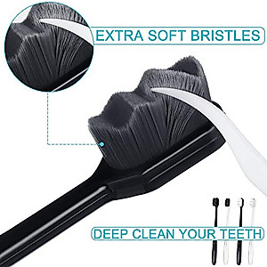 Patelai 20 Pieces Extra Soft Toothbrush Micro Nano Toothbrushes 20,000 Soft Bamboo Charcoal Bristles Toothbrush Soft Bristle for Fragile Teeth Oral Gum Recession, Black and White