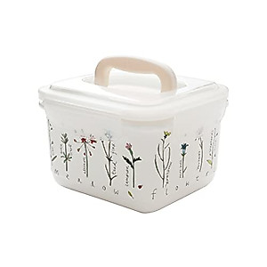 RACHEL BARKER Meadow Flower Porcelain Serve and Store Airtight Large Container (120OZ)