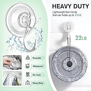 VIS'V 2 Pcs Large Suction Cup Hooks with 2 Pcs Small Suction Cup Hooks