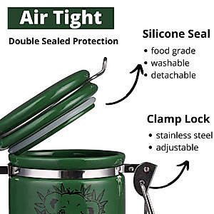 Gangster Teddy Smell Proof Jar Half Oz (250ml), Teddy Bear Stash Jar Air Tight Containers Double Sealed Airtight Jar, Separate Space for Humidity Pack To Keep Herbs, Spices Fresh For Months - Green