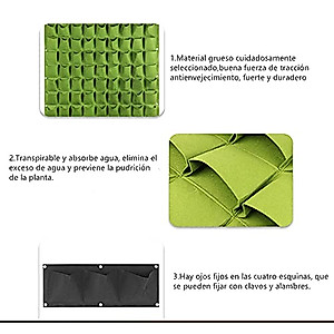 4Pcs Vertical Hanging Outdoor Wall Planter 4 Pocket Plant Grow Bag Wall Mounted Reusable Degradable Felt Garden Planter Herbs, Succulents Artificial Pl or Flowers. (Green)