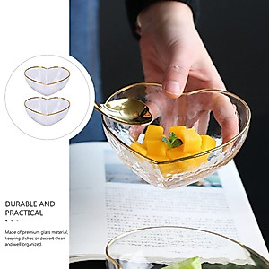 Glass Serving Bowl 2pcs Heart Shaped Glass Bowls Dessert Display Bowls Decorative Food Serving Bowls Mixing Bowl Home Tableware for Cereal Salad Soup Pho Dessert Rice Noodle Mixing Bowl