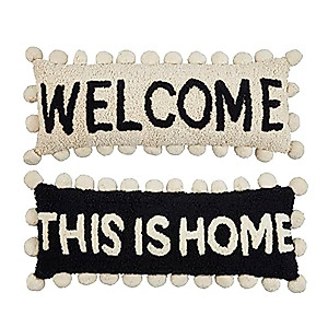 Mud Pie Tufted Long Pillow, White