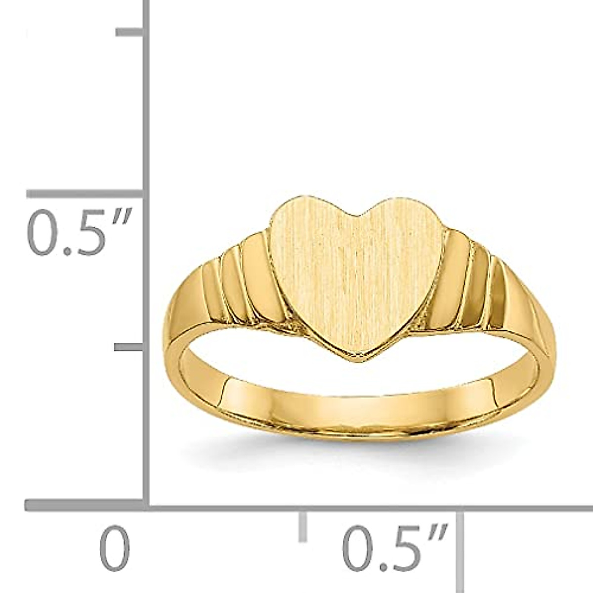 IceCarats 14K Yellow Gold Heart Love Custom Engraved Signet Ring Handmade Personalized Monogram Initial Letter Band Size 3.5