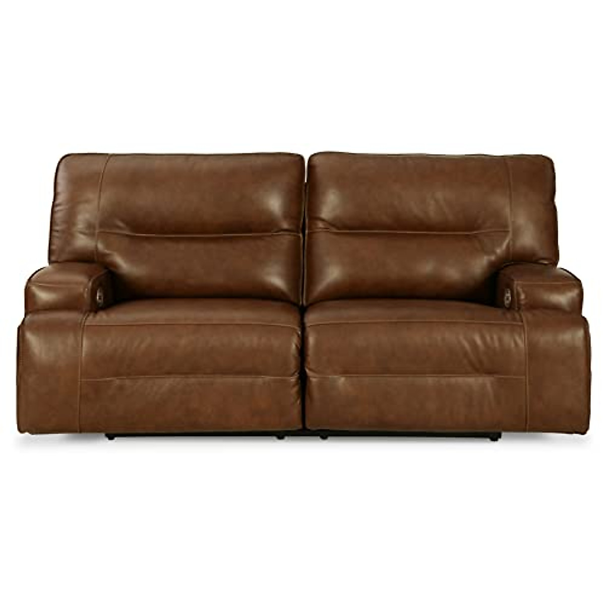 Signature Design by Ashley Francesca Modern Tufted Leather 2 Seat Power Reclining Sofa with Adjustable Headrest, Dark Brown