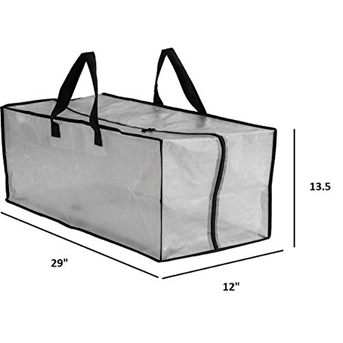 Earthwise Clear Storage Bags Heavy Duty Extra Large Transparent Moving Totes w/Zipper Closure Reusable Backpack Carrying Handles - Compatible with IKEA Frakta Hand Carts (4 Pack) (29 X 13.5 X 12)