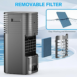 Windowless Portable Air Conditioner, 15H Timer & 120°Oscillation, 3-IN-1 Portable AC Unit with Remote, 2-Gal Tank, 3 Modes & 3 Speeds, Ultra-Quiet 24" Ventless Swamp Cooler for Room Home Office