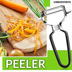 Urbanstrive Stainless Steel Y Shaped Vegetable Peelers For Kitchen, Heavy Duty Potato Peeler Hand, Fruit Peeler Veggie Peeler, Kitchen Food Peelers, Comfortable Handle, Dishwasher Safe, Black
