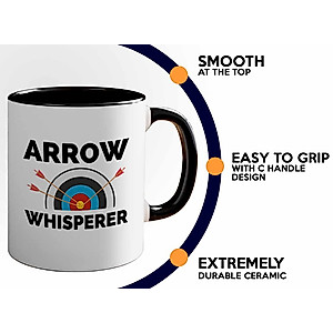 Archery 2Tone Black Mug 11oz - Arrow Whisperer - Archery Trainer Bowfishing Deer Shooting Target Shot