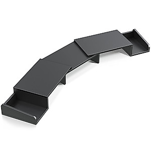 ELIVED Dual Monitor Stand Riser with Two Swivel Drawers, Monitor Stand with Adjustable Length and Angle, Monitor Riser for Desk, Desktop Organizer Stand for Computer, Laptop, Screen, Printer(Black)