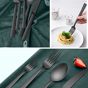 Silverware Set, HaWare 40 Pieces Stainless Steel Square Flatware Cutlery Set for 8, Modern Tableware Eating Utensils for Home, Matte Finish, Dishwasher Safe