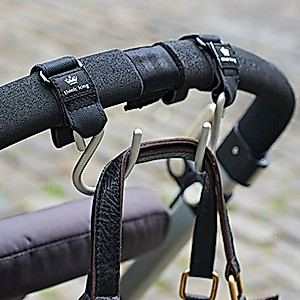 Think King Mighty Buggy Hook for Stroller, Wheelchair, Rollator, Walker, 2 Pack, Black/Brushed Aluminum, 2 Count (Pack of 1)
