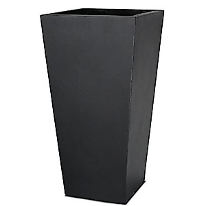 Kante 28" H Concrete Tall Tapered Planter, Large Outdoor Indoor Garden Plant Pot with Drainage Hole and Rubber Plug Home and Patio, Burnished Black Finish