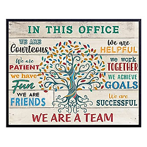 Teamwork Office Wall Art & Decor - Home Office Wall Art - Inspiration Motivational poster - In This Office We Are A Team Saying - Motivational Gift for Boss Manager - Positive Inspirational Quote 8x10