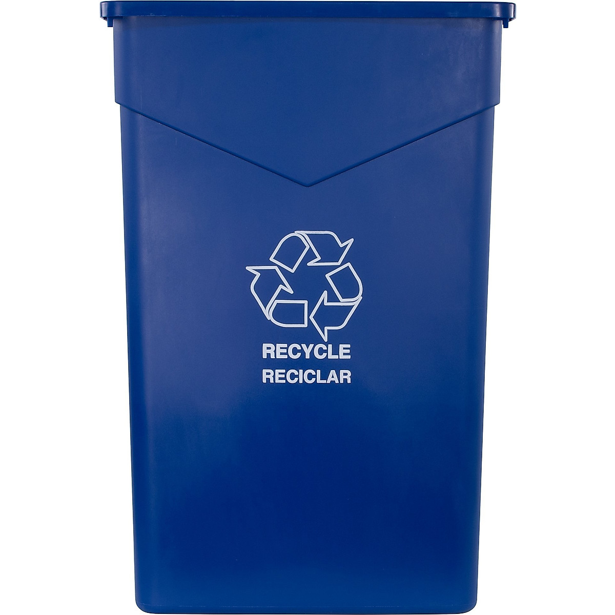 Carlisle FoodService Products TrimLine Rectangle RECYCLE Waste Container, 23 Gallons, Blue
