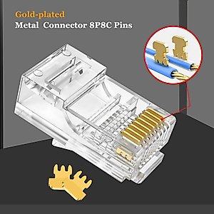 AOWIZ RJ45 Connector Cat5 Cat5e Pass Through RJ45 Ends Ethernet Modular Plug 100-Pack