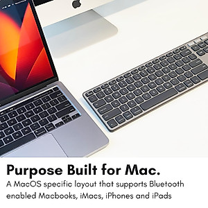 Macally Backlit Bluetooth Keyboard for Mac (2024 Upgraded Battery) - Compatible Apple Keyboard Wireless - Multi-Device Keyboard for MacBook Pro/Air, iMac, iMac Pro, Mac Mini, Mac Pro