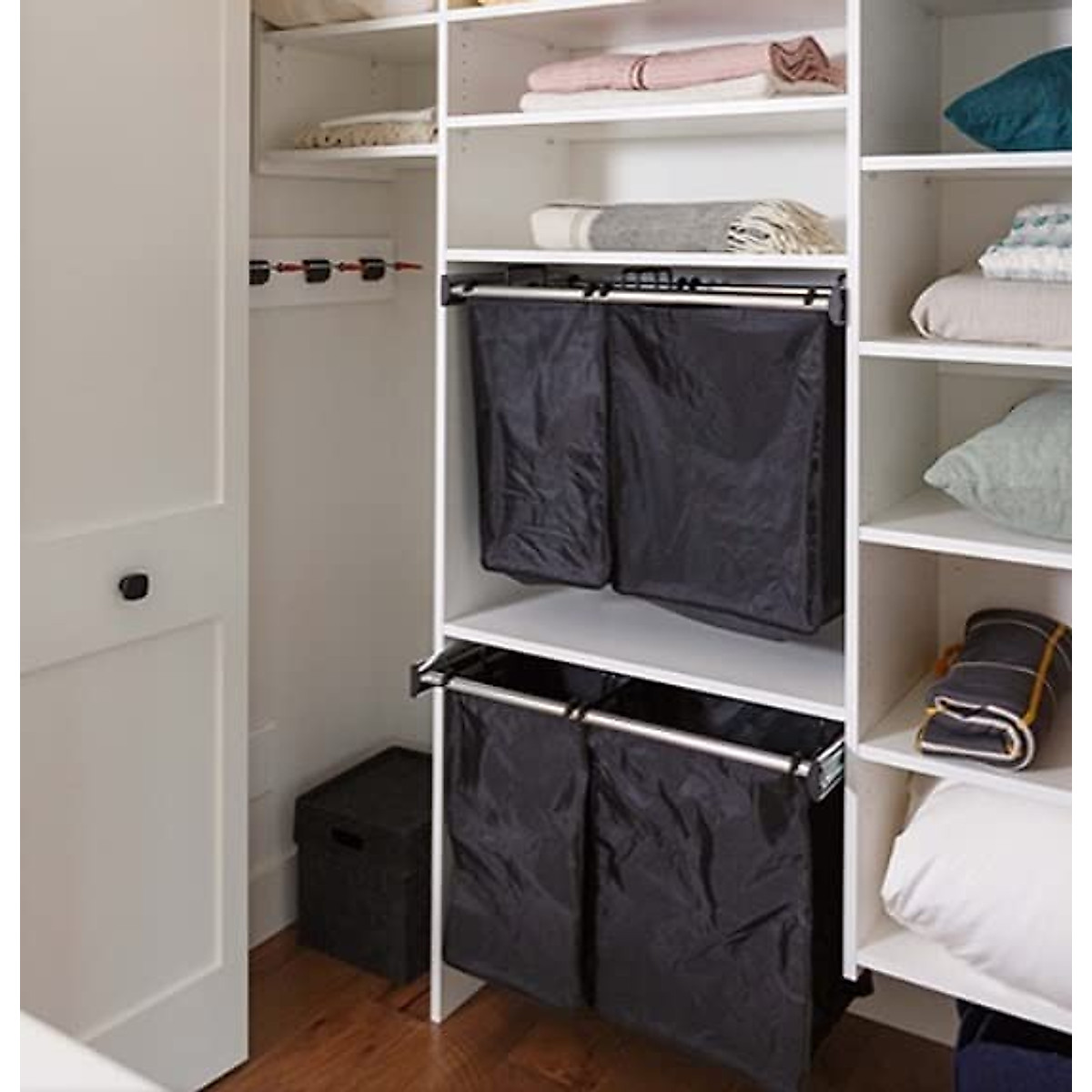 TAG Hardware Full Extension Pullout Laundry Hamper with Removable Bag Polished chrome (18" W 1 removable large bag)